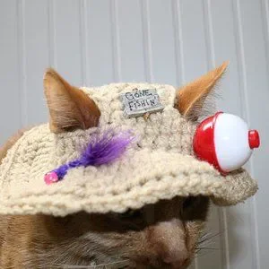Hand Crafted | Cat | Hand Crafted Gone Fishing Cat Hat Crochet Hairy ...